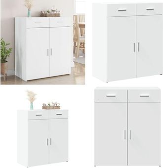 vidaXL Sideboard Weiß 80x42,5x93 cm Holzwerkstoff - Schreibtisch - Sideboard - Wohnraumgestaltung - Holz Sideboard - Weißer Schrank - Home & Living