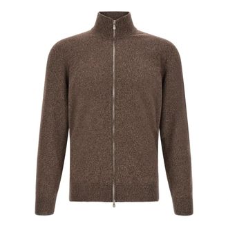 Brunello Cucinelli Hochgeschlossener Kaschmir-Rei&szlig;verschluss-Cardigan - - Knitwear - Herren - Braun - 2XL