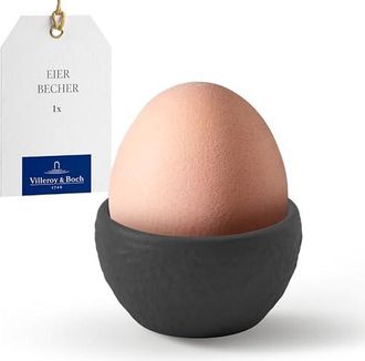 Villeroy & Boch Manufacture Rock Blanc Eierbecher Schwarz, Sp&uuml;lmaschinenfest, Matte Schieferoptik, Modernes Design, Als Shotglas/Schnapsglas Verwendbar, Premium Porze