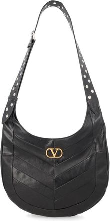 Valentino Garavani Womens Hobo Bag Hoboho Black Leather Shoulder