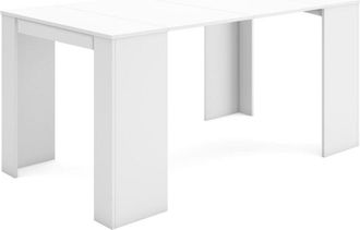 Skraut Home Skraut Home - Table console extensible, Console meuble, 160, Pour 8 personnes, Table à Manger, Style moderne, Blanc