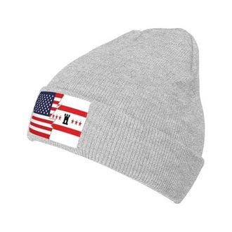 Generic Classique Bonnet Tricot&eacute;, Drapeau de Drenthe et de lAm&eacute;rique, Respirant Casquette Tricot&eacute;, Bonnet Hiver Chaud Tricot pour Adultes, Femme, Ski