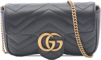 Gucci 2016-2025 Super Mini GG Marmont Leather crossbody bag - Schwarz