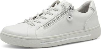 Jana Femmes Baskets Plates avec Fermeture éclair Vegan, Blanc (Blanc/Argent), 39 EU