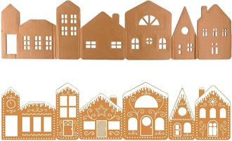 Generic Weihnachtsdorf - Lebkuchenhaus Faltbar 99 x 25 cm Bausatz DIY Papierdorf mit batteriebetriebenen Lichtern | Wohnkultur f&uuml;r Urlaub Schlafzimmer Il so