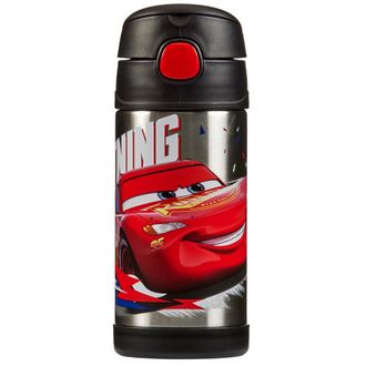 Thermos kids FUNTAINER STRAW BOTTLE DISNEY 0,35 l, Cars, Thermoflasche Kinder aus Edelstahl mit Trinkhalm, 12 h kalt, sp&uuml;lmaschinenfest, dicht ohne Kohlens&auml;ur