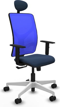 Piqueras y Crespo B&uuml;rostuhl mit 1D-Armen, h&ouml;henverstellbare Lendenwirbelst&uuml;tze und festes Kopfteil, ausgestattet mit 3 Positionen und Schneideschaum, Blau/Marineblau