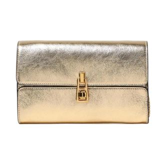 Coccinelle Femme, Accessoires, Jaune, Taille: ONE Size Pochette en cuir m&eacute;tallis&eacute; avec bandouli&egrave;re cha&icirc;ne