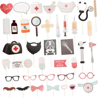 Pretyzoom 40st&uuml;cke Lustige Fotoautomaten-Requisiten Aus Papier F&uuml;r Abschlussfeiern Party-Foto-Accessoires Mit Verschiedenen Motiven Kreative Dekorationen F&uuml;r Fo