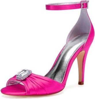 Generic Femmes &Agrave; Talon Haut &Eacute;l&eacute;gant Mari&eacute;e Stylet Talons Et&eacute; Talon Mariage Soir&eacute;e Chaussures Femmes 10.5Cm,Rose Red,41 EU
