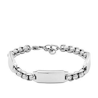 Fossil Bracelet Pour Hommes Drew, Longueur : 225mm, Largeur : 27.3mm, Hauteur : 10mm Bracelet En Acier Inoxydable Argenté, JF04400040