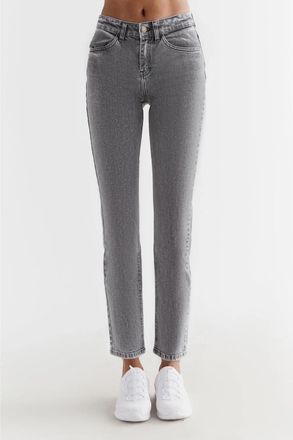 Evermind Damen vegan Jeans Straight Iron Gray
