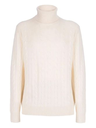 Conte Of Florence Rollkragenpullover mit Zopfmuster - Nude