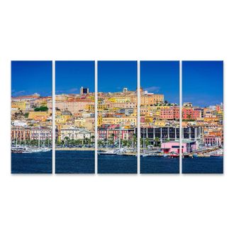 Islandburner Bild Bilder auf Leinwand Cagliari Sardinien Italien K&uuml;stenskyline am Mittelmeer Wandbild Poster Leinwandbild TBA