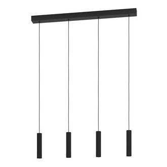 Eglo Hängelampe Almudaina, Pendelleuchte Esstisch 4-flammig, Esszimmerlampe aus Metall in Schwarz, Hängeleuchte warmweiß, 84 cm
