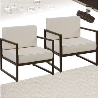 TecTake 2X Gartensessel, Relaxsessel Garten, Gartenstuhl, Gartenmöbel, Balkonmöbel, Terrassenmöbel, Wintergarten Lounge Möbel Outdoor, Sitzecke Outdoor, Garte