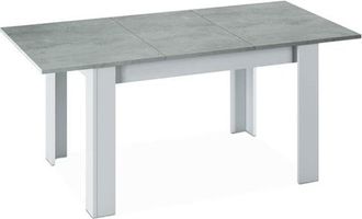 PEGANE Pegane - Table a manger Extensible décor béton et blanc Artik - 78 x 140-190 x 90 cm