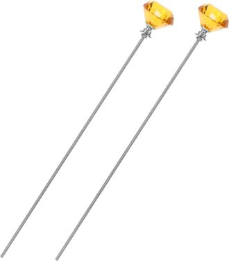 Pretyzoom 2 Stück Fairy Wand Pflanzstäbe mit Kristalltoppern Stabiles Metall mit Gewindestäben Dekorative Gartenstecker für Orchideen Tomaten Innenpflanzen Glit