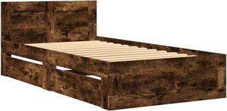 vidaXL Bettgestell mit Kopfteil R&auml;uchereiche 100x200 cm Holzwerkstoff Vidaxl