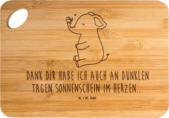 Mr. & Mrs. Panda Bambus - Schneidebrett Elefant Biene - Geschenk, Fr&uuml;hst&uuml;cksbrett, Holzbrett K&uuml;che, Gute Laune, Tiere, Holzschneidebrett, lustige