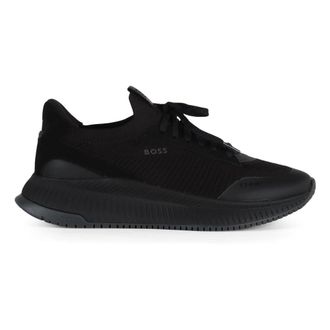 HUGO BOSS Sneaker aus Leder und Stoff - - Shoes - Herren - Schwarzk - 40 EU