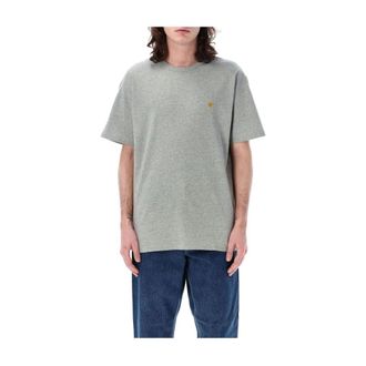 Carhartt Work in Progress Homme, Tops, Gris, Taille: XL T-shirt &agrave; Manches Courtes avec &Eacute;cusson Logo