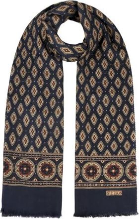 Stetson Echarpe en Laine Ornamentals Femme/Homme - echarpe pour lhiver a franges automne-hiver Hiver - taille unique bleu-rouge