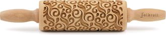 Folkroll Teigrolle Floral Deko, junior, 23 cm, Nudelholz, Pr&auml;gerolle, Muster, Motiv, Rolle, Buchenholz, 330425