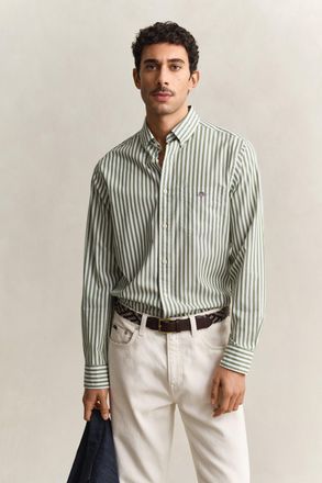 GANT Herren Classic Popeline-Hemd mit Streifen (XXXL) HERB Gr&uuml;n