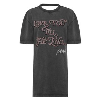 Philipp Plein T-Shirt Short Kleider Love - - Dresses - Damen - Schwarzk - L