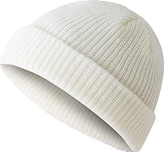 Generic Bonnet dhiver chaud unisexe en tricot chaud classique avec doublure en polaire - Bonnet de ski doux et chaud, 01 - Blanc, taille unique