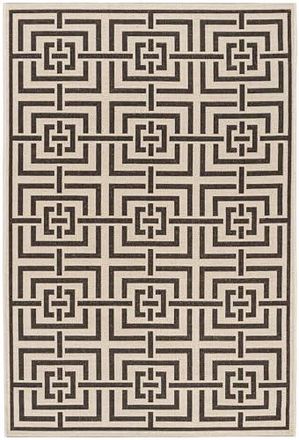 Safavieh Tapis géométrique pour intérieur et extérieur - Collection Beachhouse, Poils Courts, crème et Marron, 183 x 274 cm