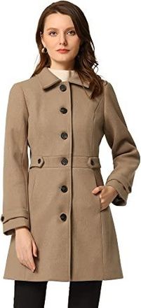 Allegra K Manteau dhiver classique avec poches pour femme, marron, 36