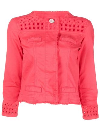 Liu Jo Cropped-Jacke mit Rüschenkragen - Rot