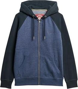 Superdry Sweat &agrave; capuche zipp&eacute; pour homme Essential Baseball, Heritage Bleu marine chin&eacute;/bleu marine fonc&eacute;, M
