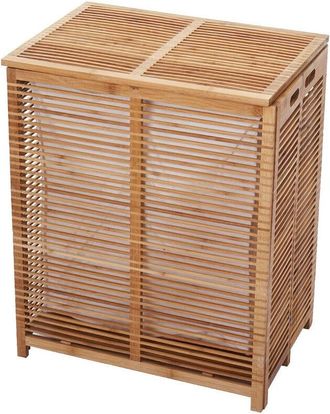 Mendler Coffre / panier &agrave; linge HWC-B18, Bambou 61x50x35cm