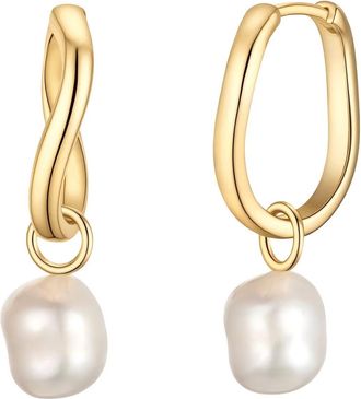 Glanzst&uuml;cke M&uuml;nchen Ohrringe - Sterling Silber Perlen-Creolen S&uuml;&szlig;wasser-Zuchtperl - Gr. unisize - in Wei&szlig; - f&uuml;r Damen