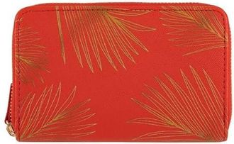 Draeger Draeger Paris - Portefeuille Femme - Feuilles Dorées - Rouge - polyuréthane