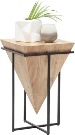 Ambia Home Beistelltisch, Natur, Schwarz, Holz, Metall, Akazie, massiv, quadratisch, eckig, 36x56x36 cm, Wohnzimmer, Wohnzimmertische, Beistelltische, Beistellti