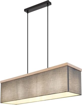 Globo Lighting Pendelleuchte ossi mit Stoff Lampenschirm und Holzoptik, Breite 80cm