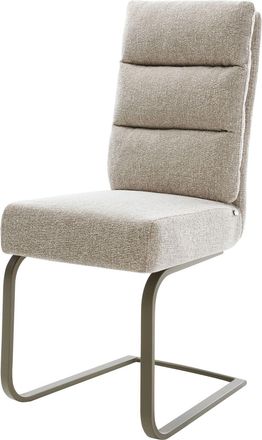 DELIFE Schwingstuhl Pela-Flex Freischwinger flach Effektfinish Titan Webstoff Soft Beige Taschenfederkern