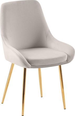 Clp Esszimmerstuhl Elmira I Küchenstuhl mit Samtbezug gepolstert I Polsterstuhl mit Rückenlehne, Farbe:grau, Material Gestell:Metall Gold