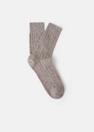 Mango Baumwollsocken mit Rippmuster mittelbraun - Herren - 40-42 - MANGO MAN