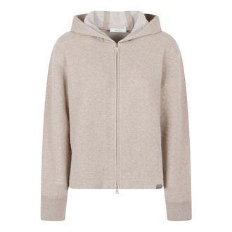Max Mara Femme, Sweatshirts et sweats &agrave; capuche, Beige, Taille: 40 FR Vals Hooded Cardigan