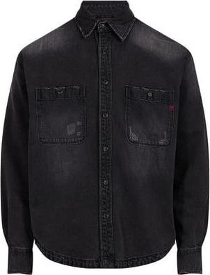 Replay Chemise droite en coton m&eacute;lang&eacute;