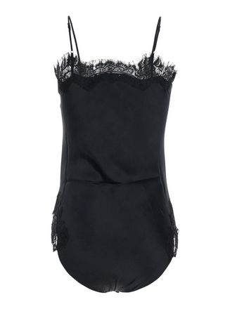Gold Hawk Lace V-Neck Bodysuit - Black