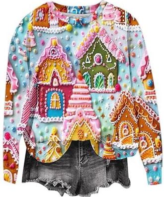 Generic 2025 Sweat de Noel Femme Pull Noel Rigolo Imprimé Hiver Pull Noël Femme Drole Pullover De Noël Femmes Moche Ugly Pulls Noels Rigolo Sweat Polaire Femm