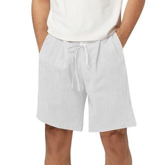 Generic Pantalon baggy en coton et lin pour homme Printemps &eacute;t&eacute; Couleur unie Coton Confortable Ample D&eacute;contract&eacute; Jambe large Pantalon court Pantalon Coupe r&eacute;g