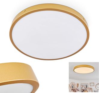 HOFSTEIN LED Deckenleuchte Broglen, moderne Deckenlampe aus Metall/Kunststoff in Messingfarben/Weiß, runde Leuchte (Ø 35 cm), 1330 Lumen, 3000 Kelvin, 15 Watt