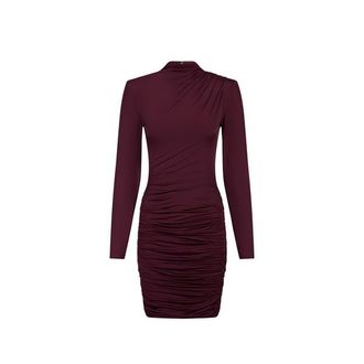 Rotate Robe fronc&eacute;e &agrave; manches longues et col asym&eacute;trique